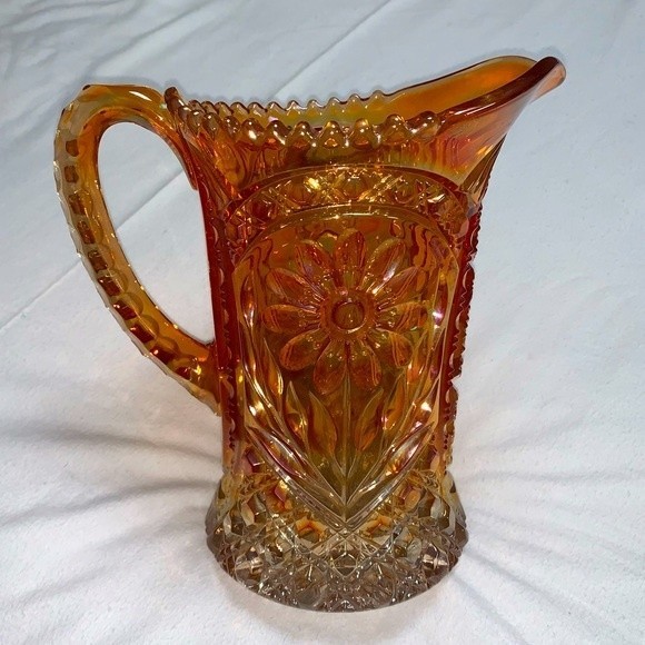 Imperial Glass Dining Vintage Imperial Carnival Glass Pitcher Daisy Mayflower Pattern